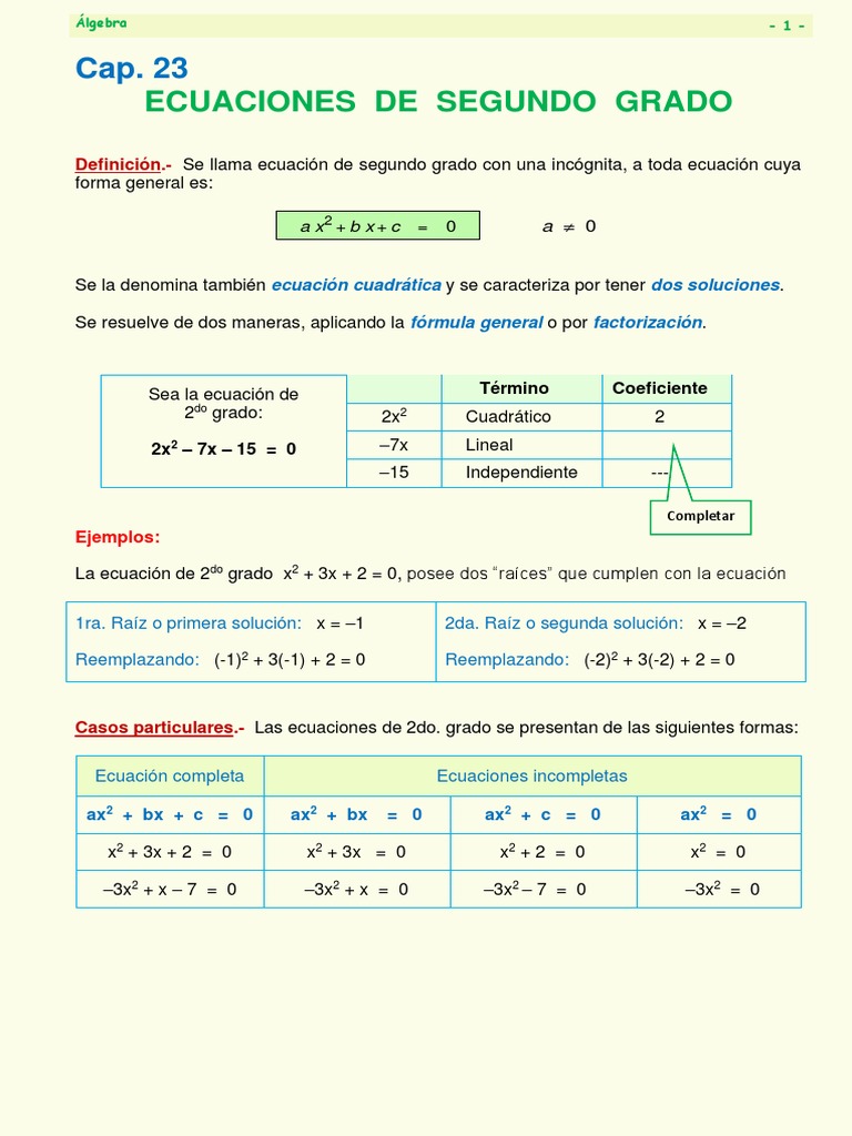 Ecuaciones de 2do. Grado | PDF