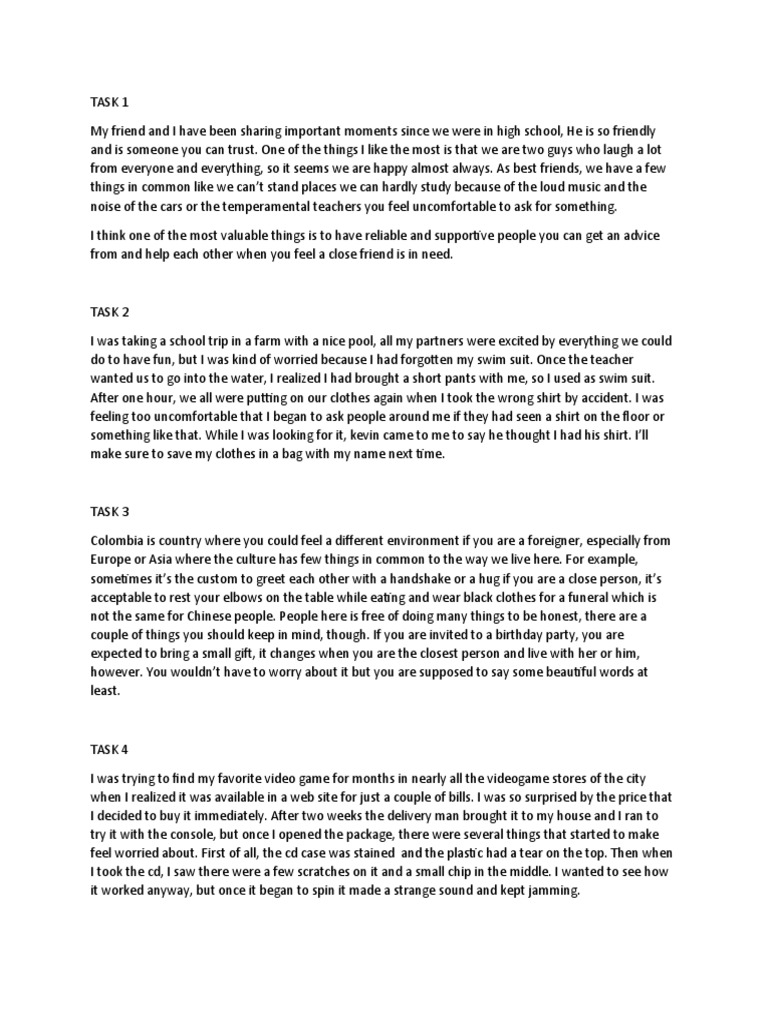 ENG -B1 -DELIVERY TASK 1 to 4 | PDF