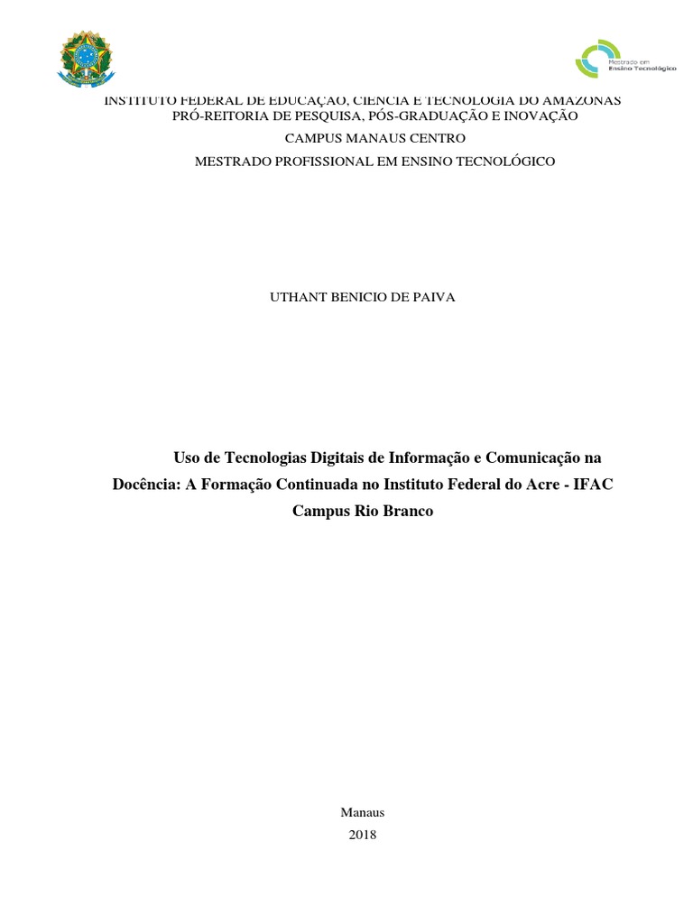 Uso de Tecnologias Digitais de Informação e Comunicação Na Docência-A ... Uso de Tecnologias Digitais de Informação e Comunicação Na Docência-A ...