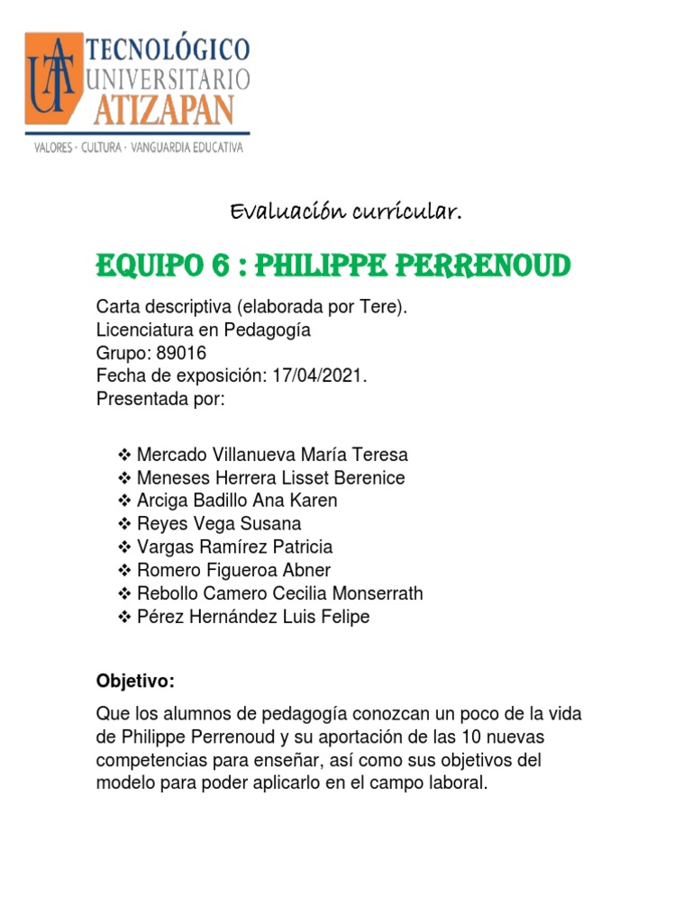 Carta Descriptiva Philippe Perrenoud | PDF