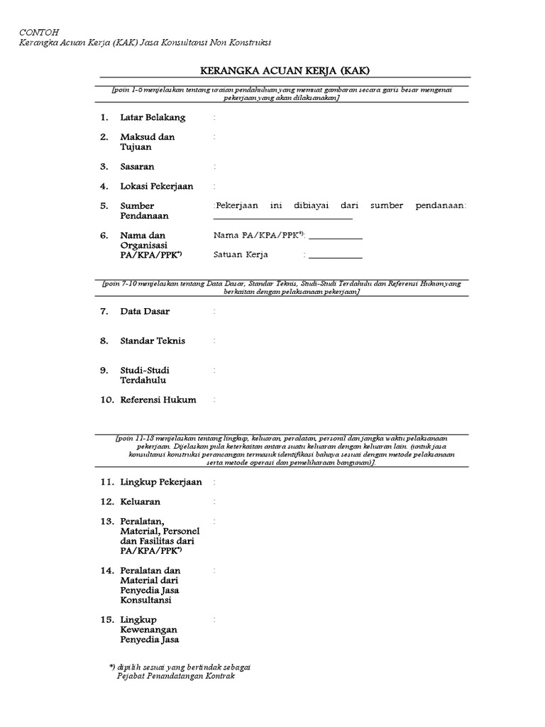 Contoh Format KAK Jasa Konsultansi Non Konstruksi | PDF