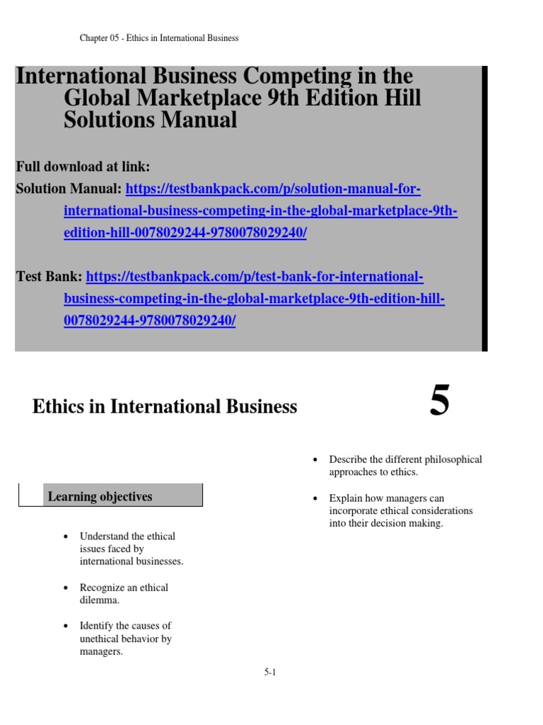 Ethics in International Business Overview | PDF | Business