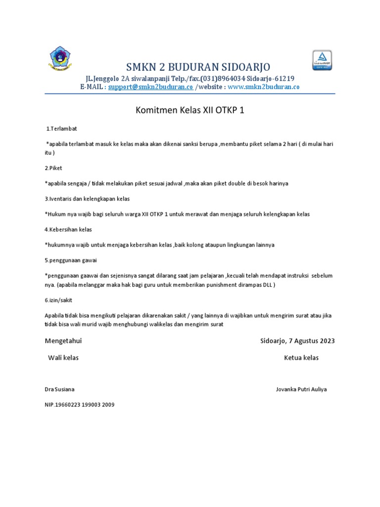 Aturan Kelas XII OTKP 1 | PDF