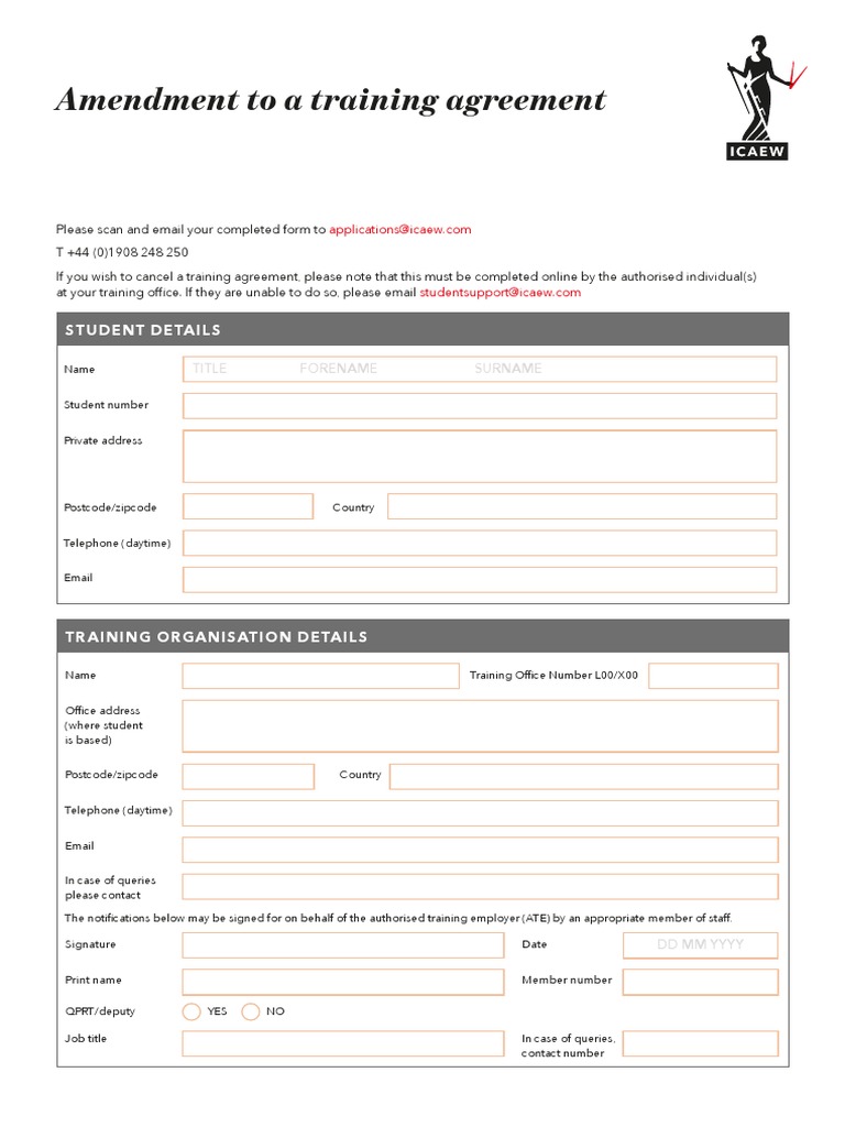 Amending A Training Agreement Form | PDF