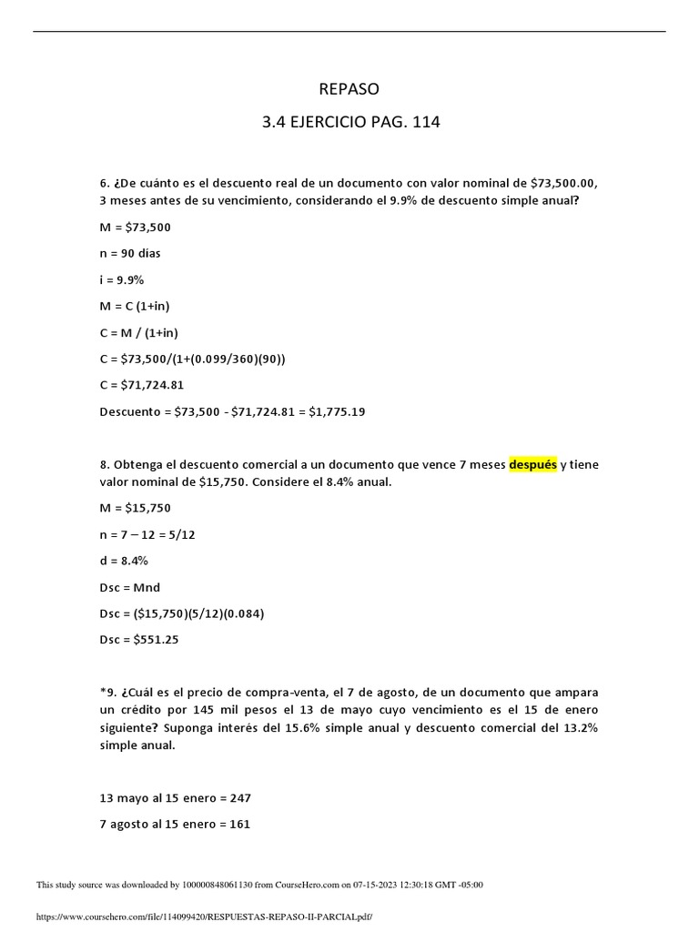 Respuestas Repaso II Parcial PDF | PDF | Negocios