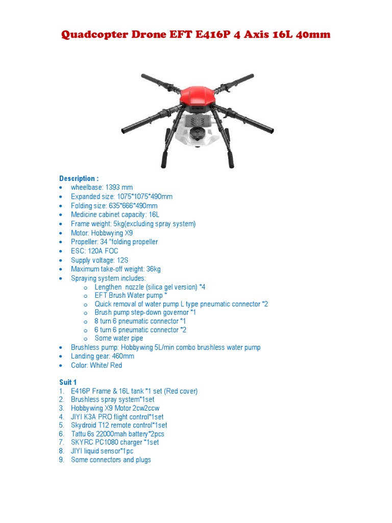 EFT E416P Drone Specifications | PDF