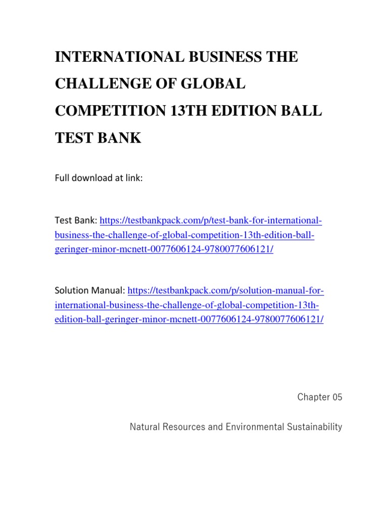 Test Bank for International Business 13th Edition | PDF