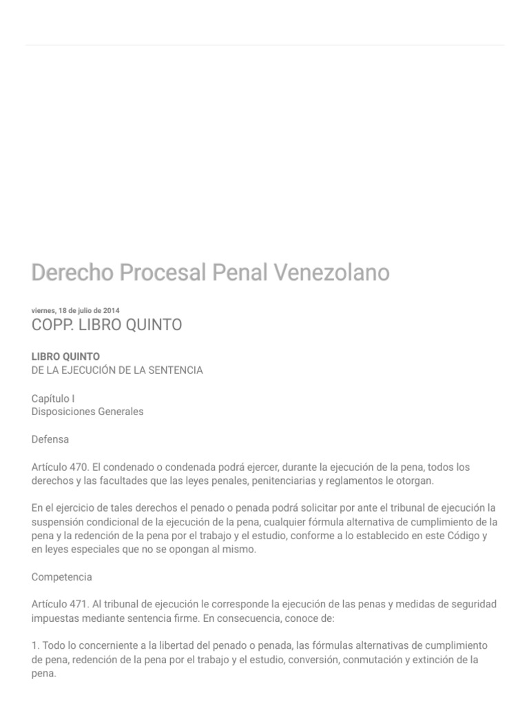Derecho Procesal Penal Venezolano - COPP. LIBRO QUINTO | PDF