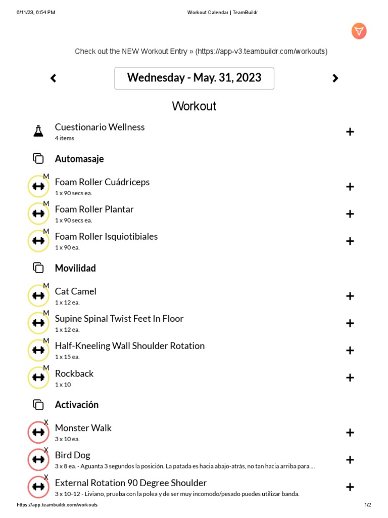 Workout Calendar - TeamBuildr - 5 | PDF