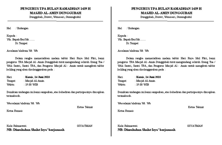 Undangan Malam Takbir | PDF