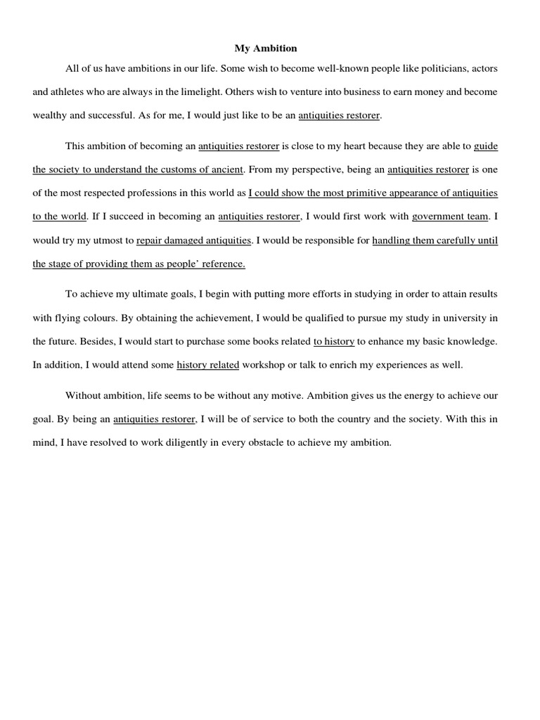 Sample Ambition | PDF | Psychologist | Goal