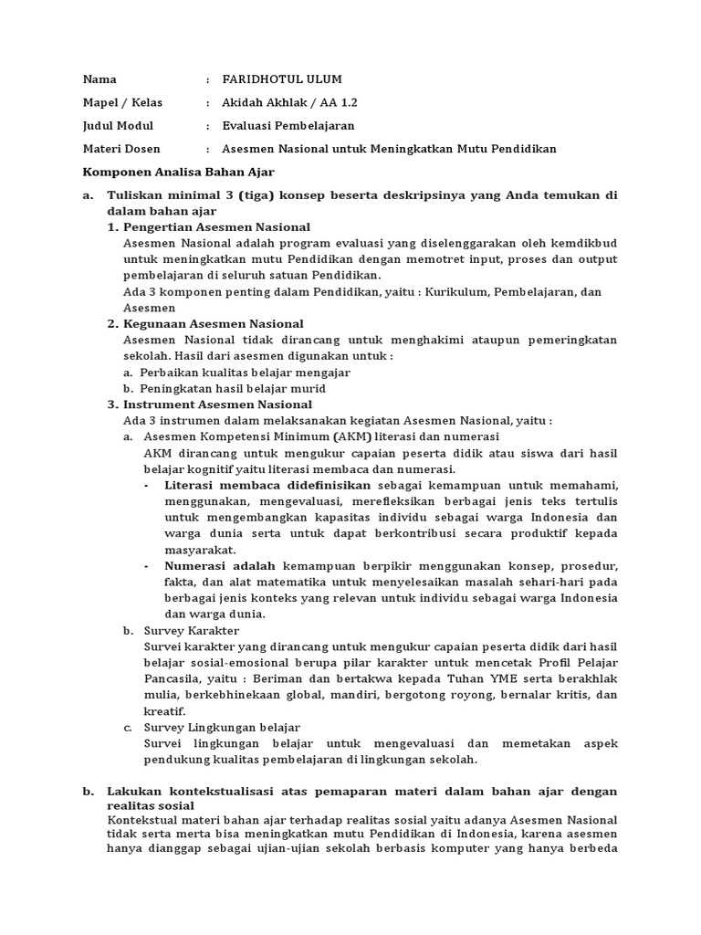Analisis KB 4 Modul 2 Faridhotul Ulum | PDF