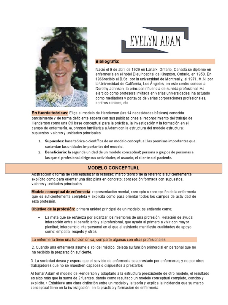 Enfermera EVELYN ADAM | PDF | Enfermería | Modelo conceptual