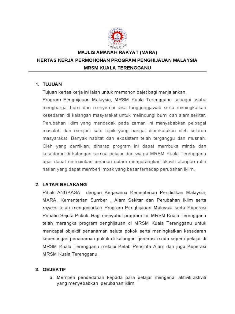 Kertas Cadangan Program Sejuta Pokok | PDF