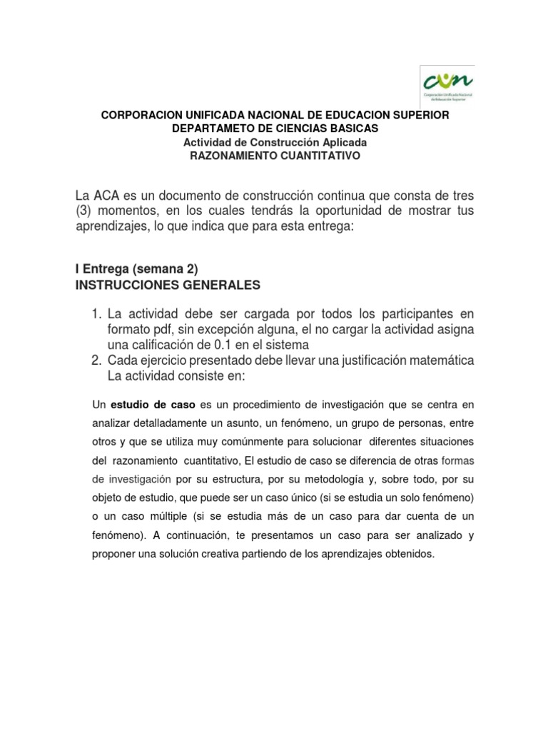 Aca 1 - Razonamiento Cuantitativo | PDF