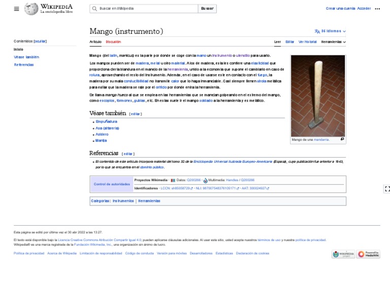 Mango (Instrumento) - Wikipedia, La Enciclopedia Libre | PDF | Wikipedia