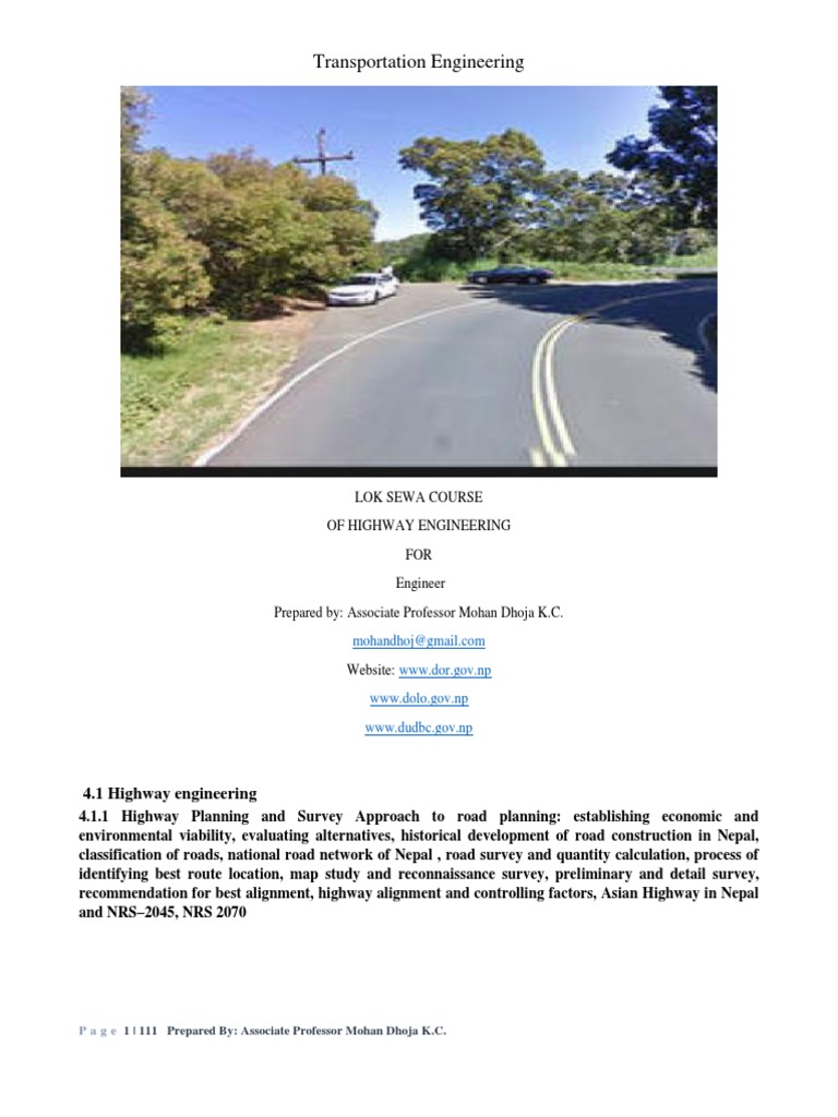 Transportation Engineering Loksewa | PDF | Technology & Engineering