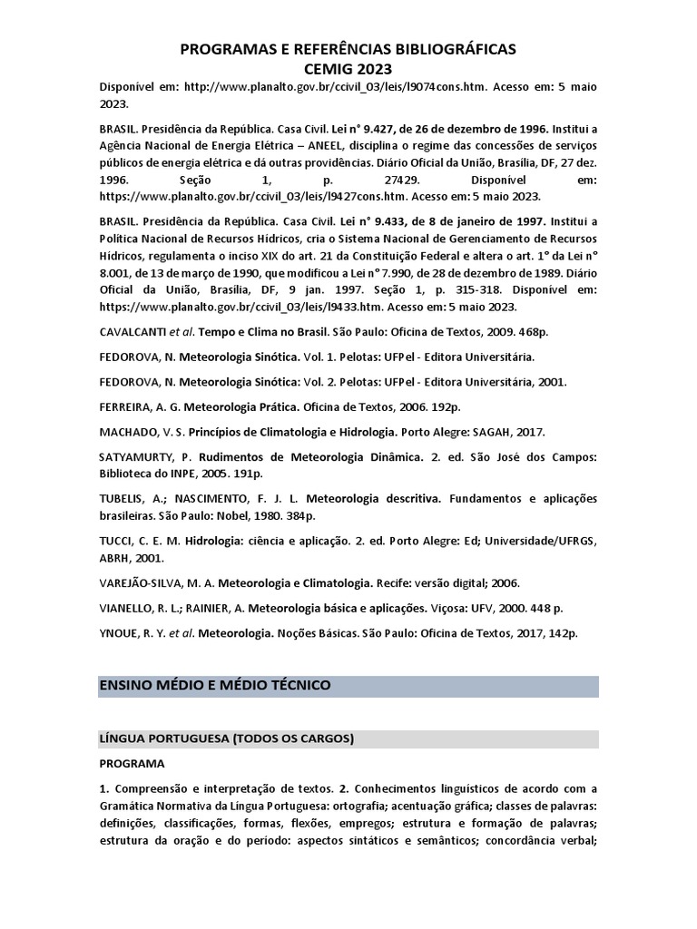 Matéria Prova Concurso Cemig | PDF