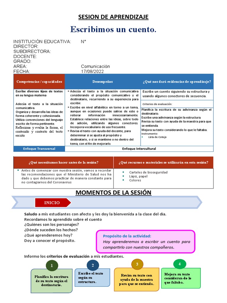 Escribimos un cuento juntos | PDF | Evaluación | Aprendizaje