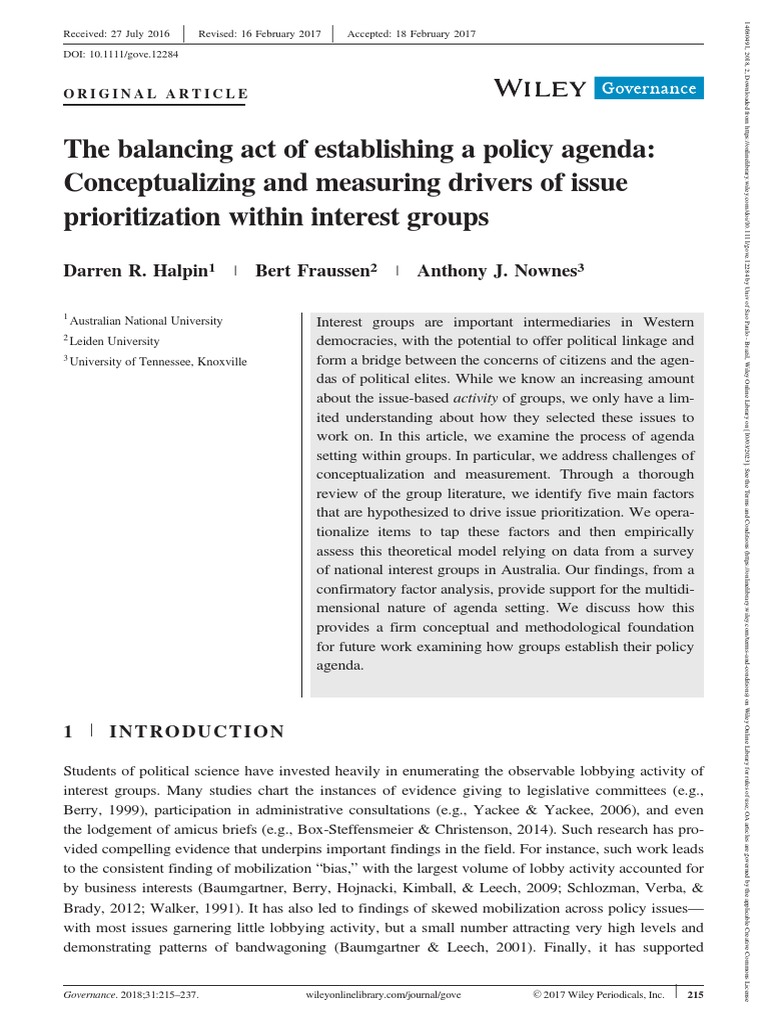 Darren R. Halpin Bert Fraussen Anthony J. Nownes: Originalarticle | PDF