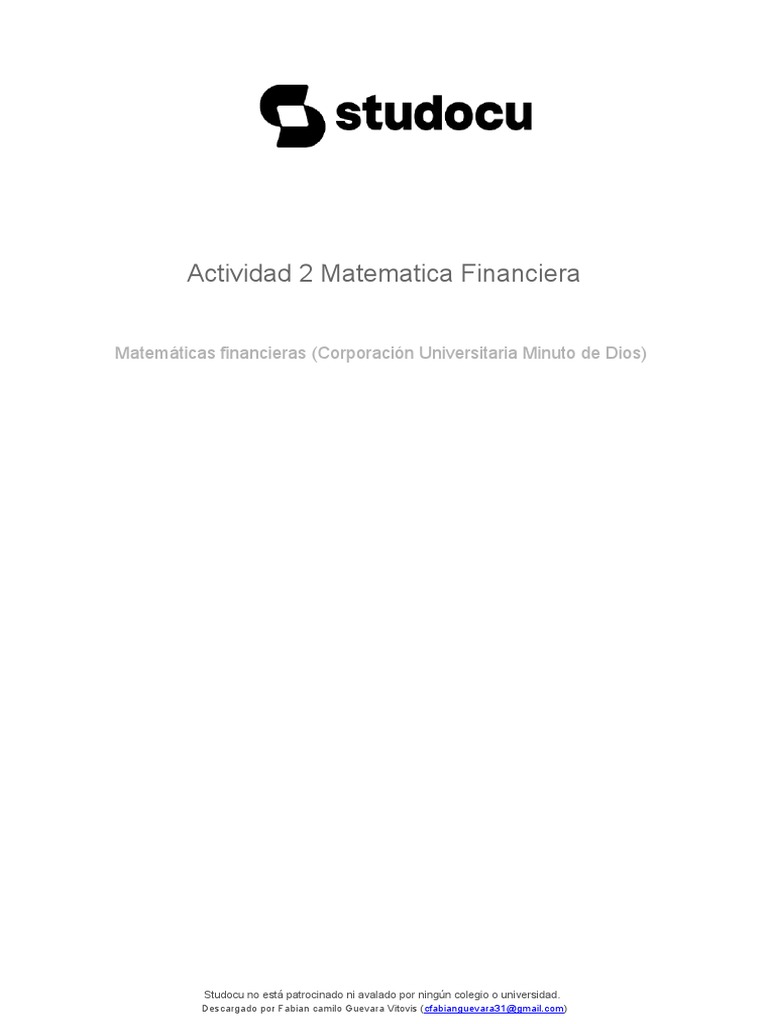 Actividad 2 Matematica Financiera | PDF | Dinero | Contabilidad financiera