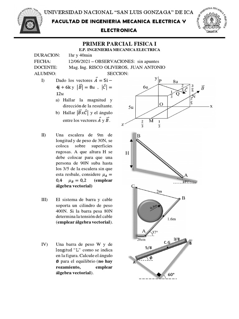 Parcial de Fisica 1 | PDF