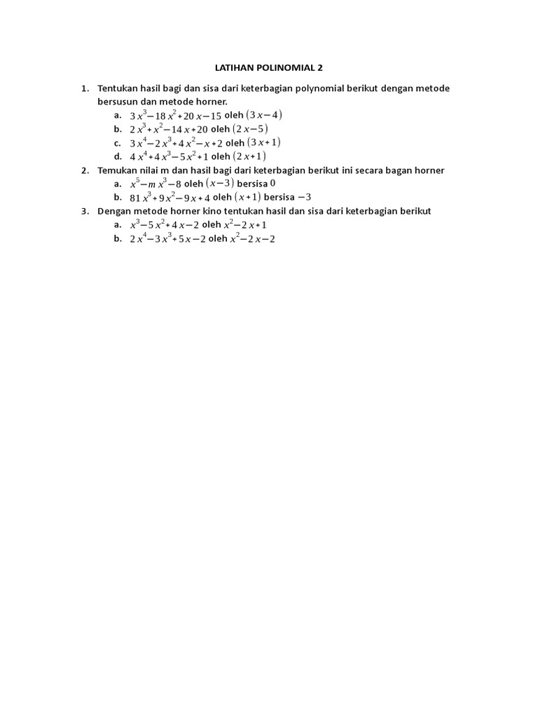 Latihan Polinomial 2 | PDF