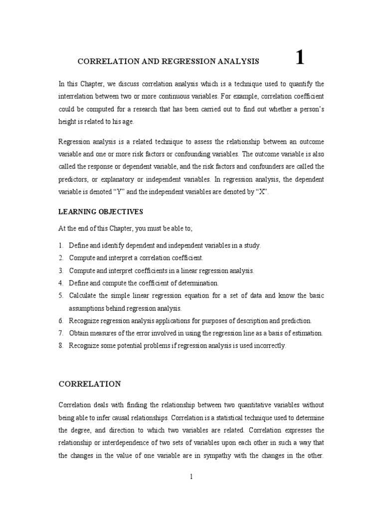Correlation and Regression-1 | PDF | Regression Analysis | Linear Regression
