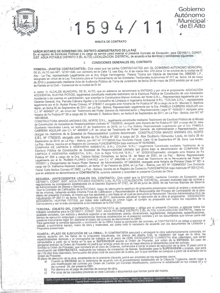 1594-11 Const - Sist.Agua Potable Distrito 3 | PDF