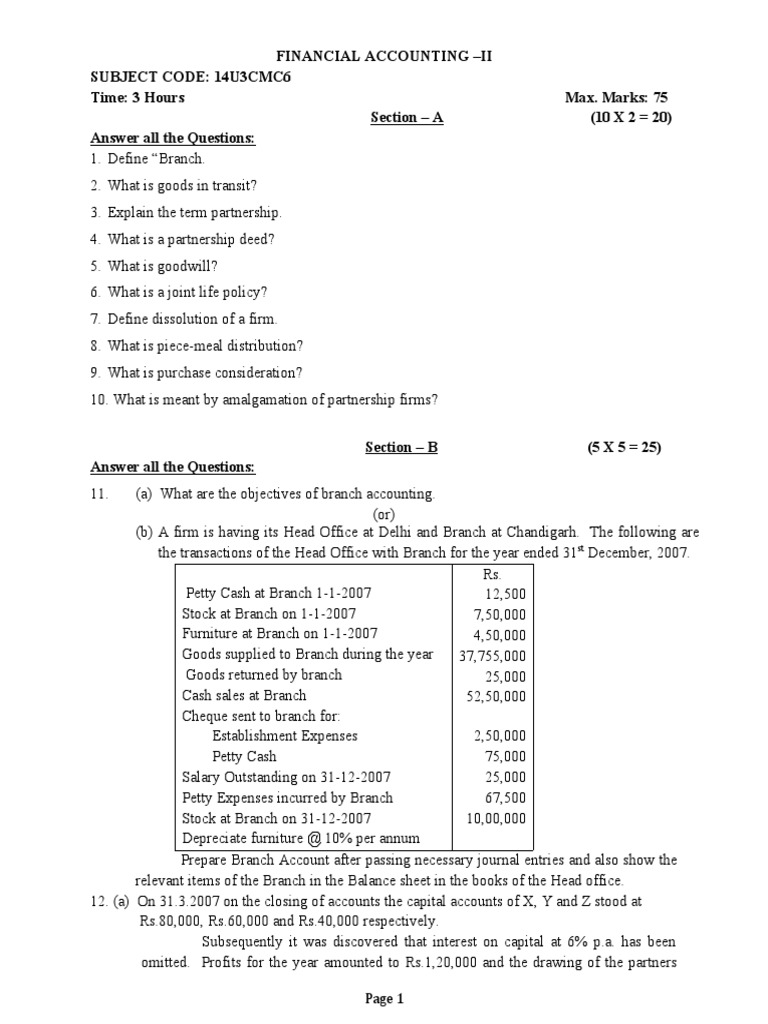 Financial Accounting - II | PDF