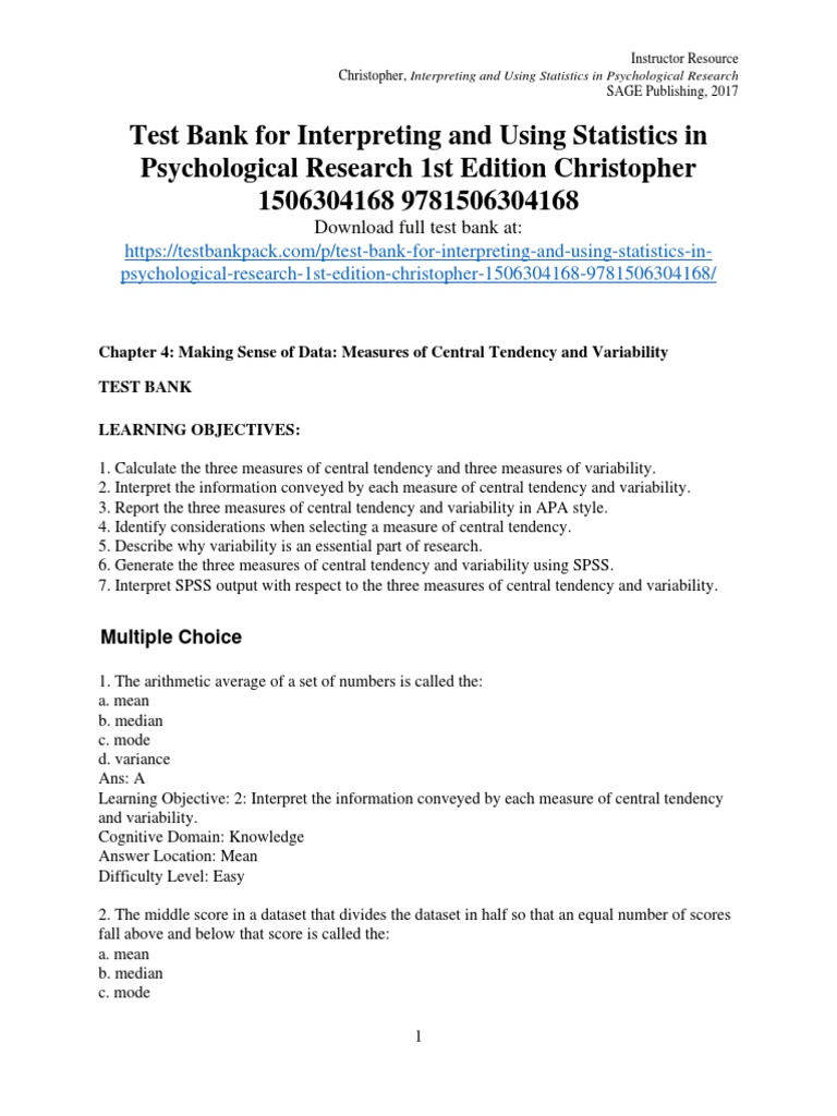 Interpreting and Using Statistics in Psychological Research 1st Edition ...