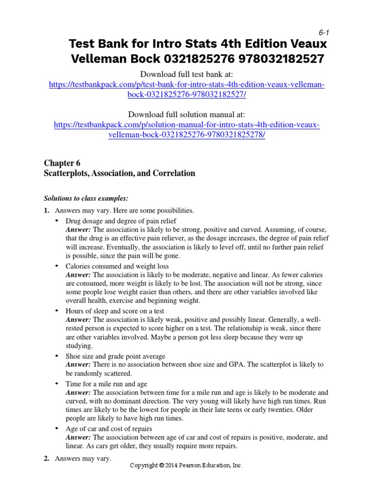 Intro Stats 4th Edition Veaux Test Bank 1 | PDF