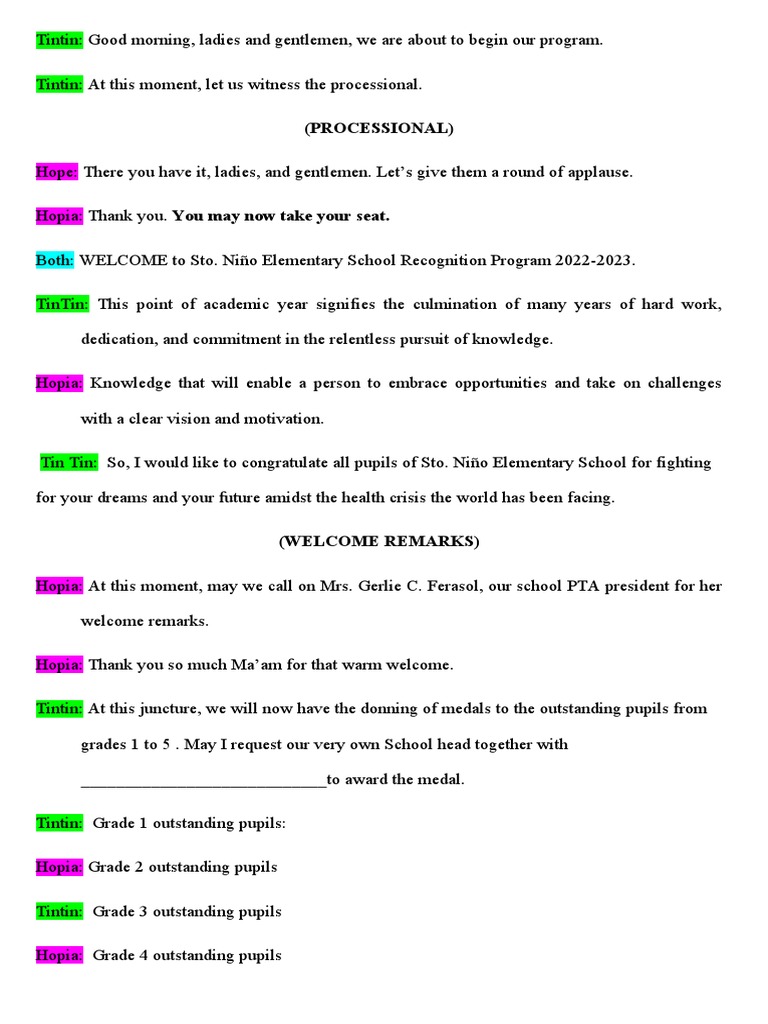 SCRipT For Graduation | PDF