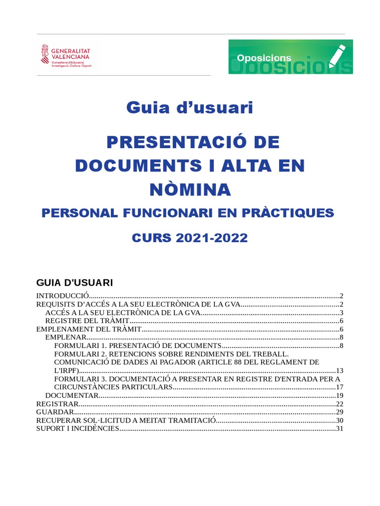 Guia D'usuari Lliurament Documentacio - Val | PDF
