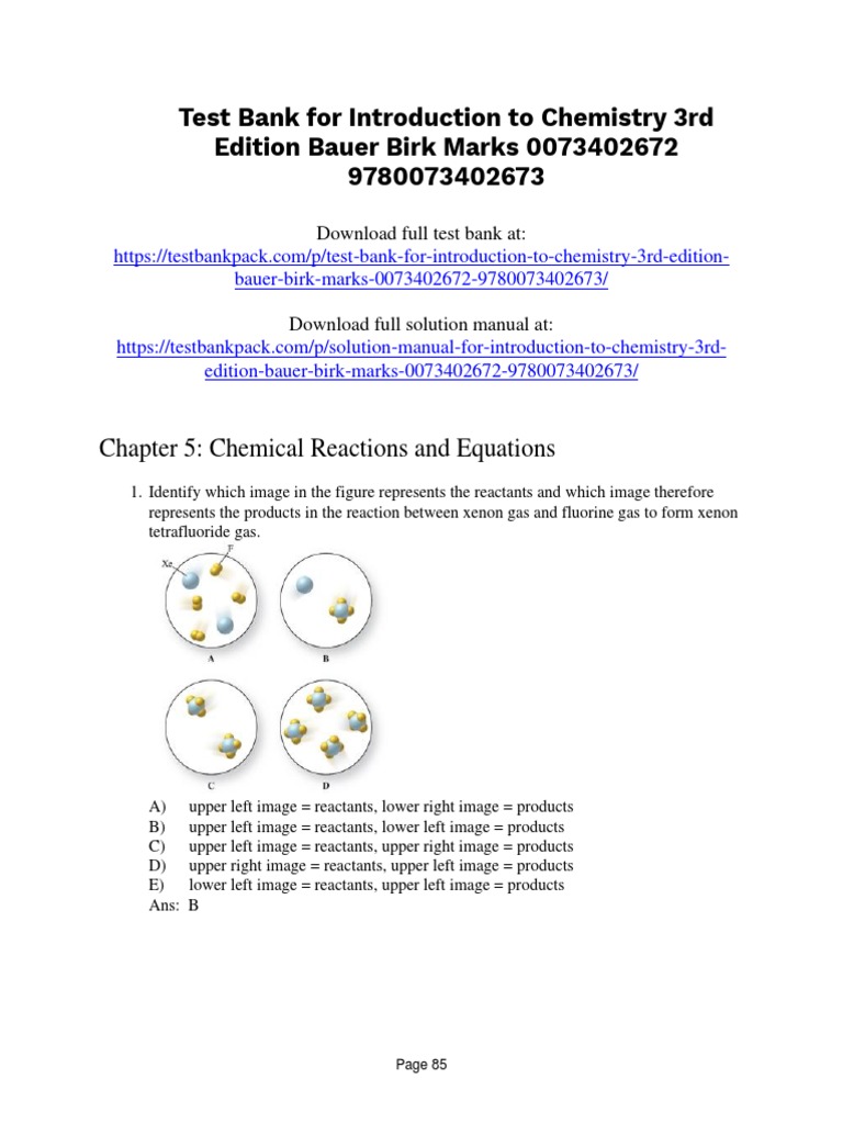 Test Bank: Chemistry Reactions & Equations | PDF | Chemical Reactions ...