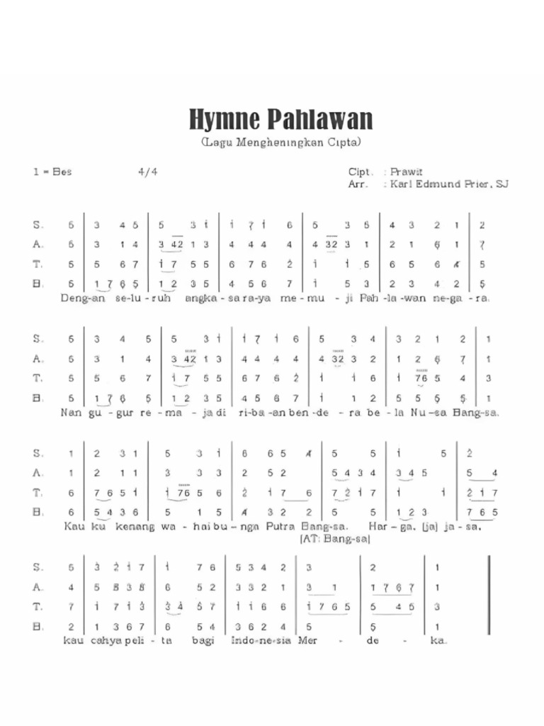 Mengheningkan Cipta (Hymne Pahlawan) SATB | PDF