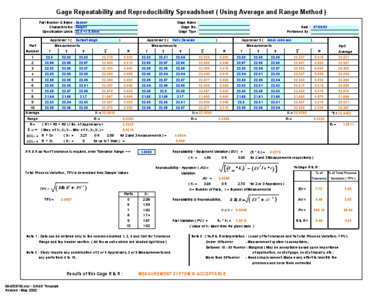 GR&R Template | PDF | Science