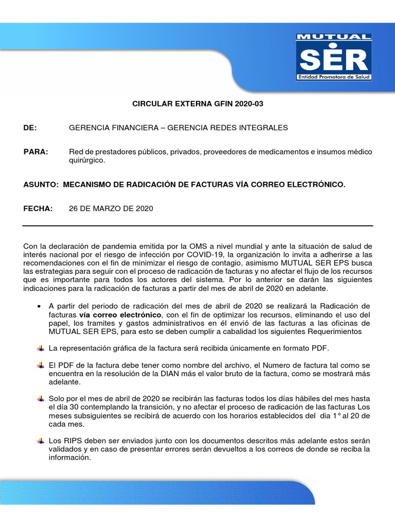 Circular Externa Gfin 2020-003 | PDF | Negocios | Finanzas y dinero