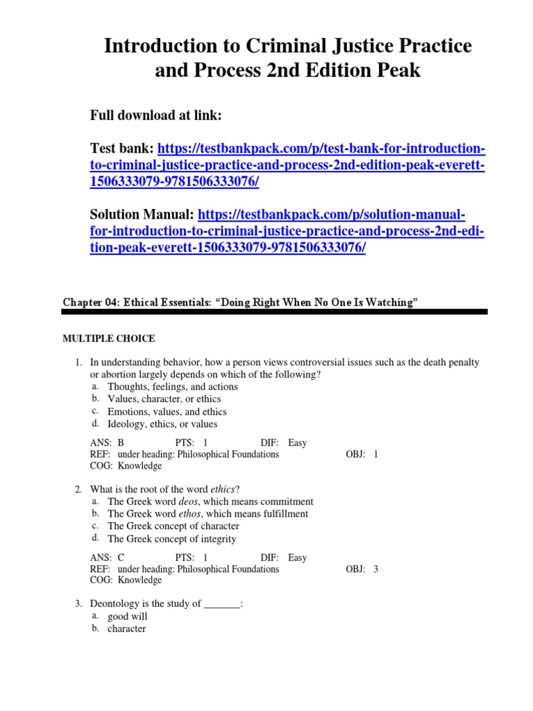 Introduction To Criminal Justice Practice and Process 2nd Edition Peak ...