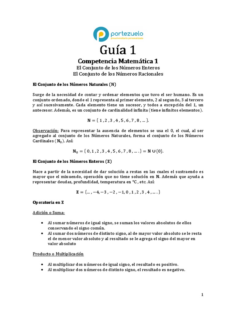 M1 - 1 - Números Enteros y Números Racionales | PDF
