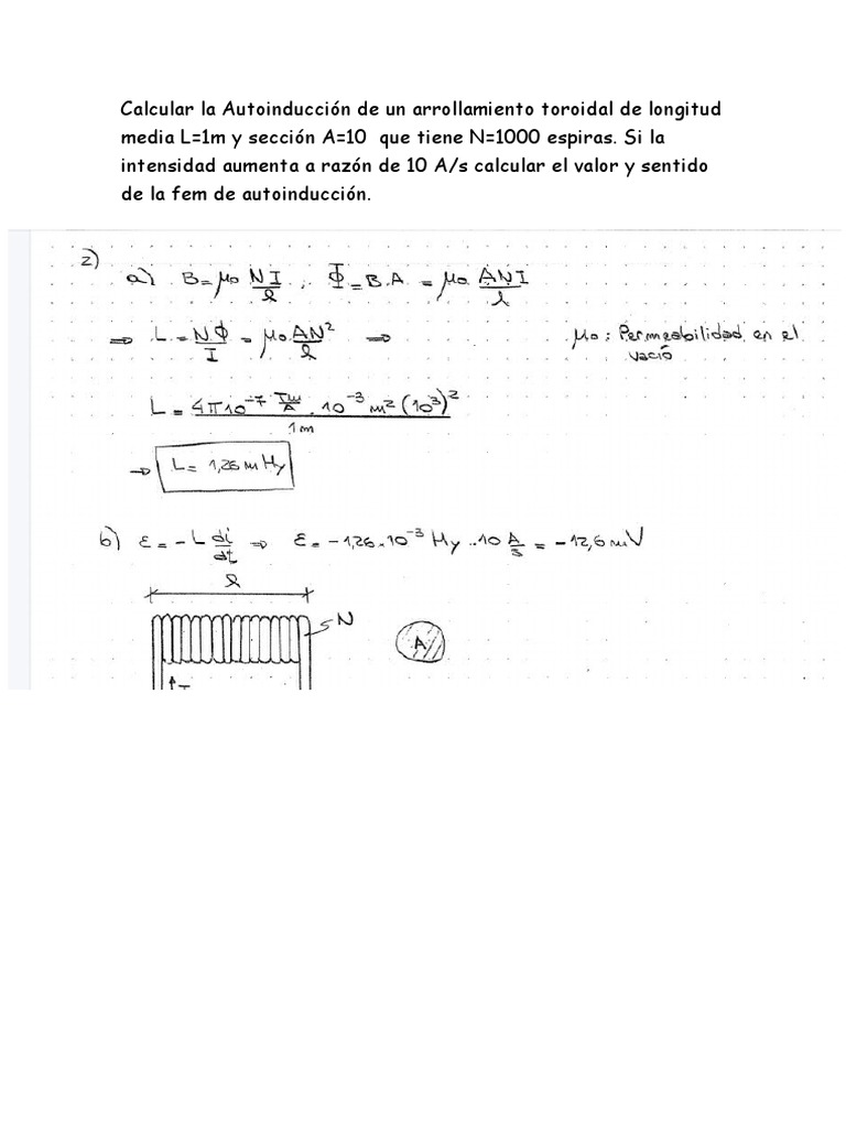 Calcular La Autoinducción de Un Arrollamiento Toroidal de Longitud ...