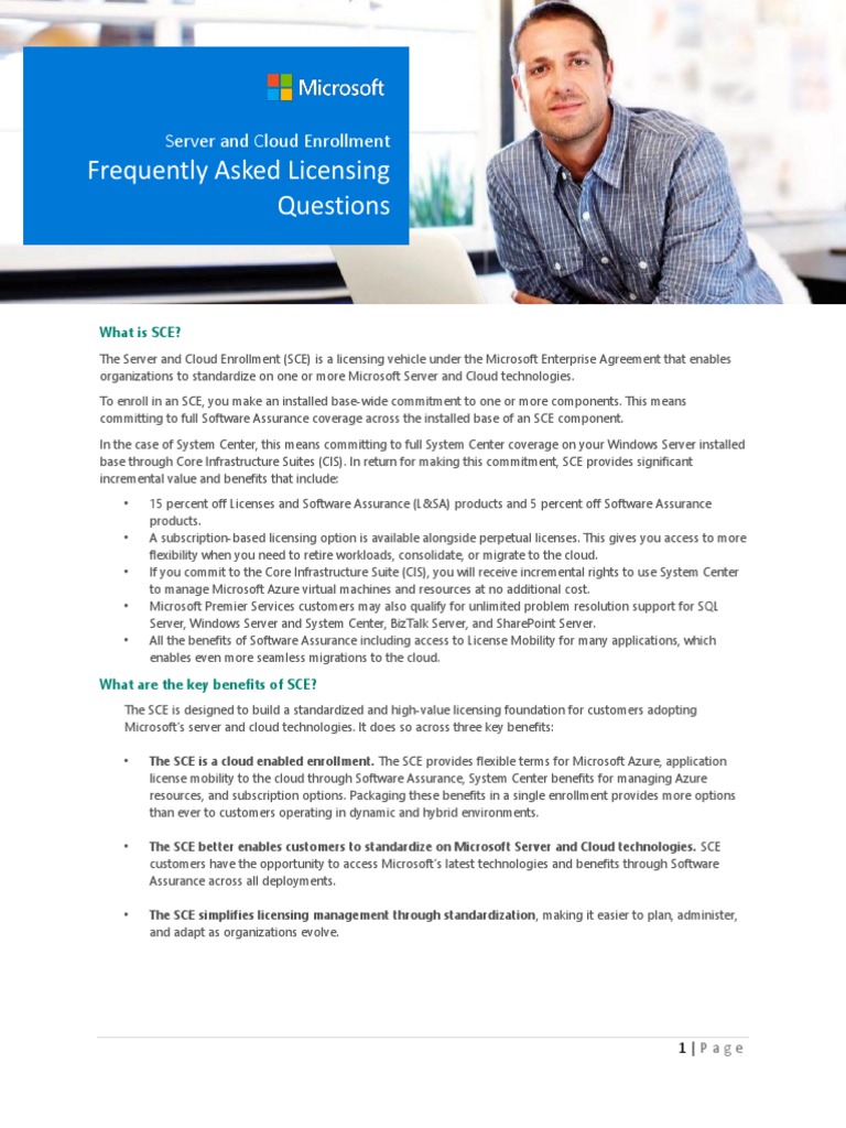 Microsoft SCE Licensing Benefits Guide | PDF