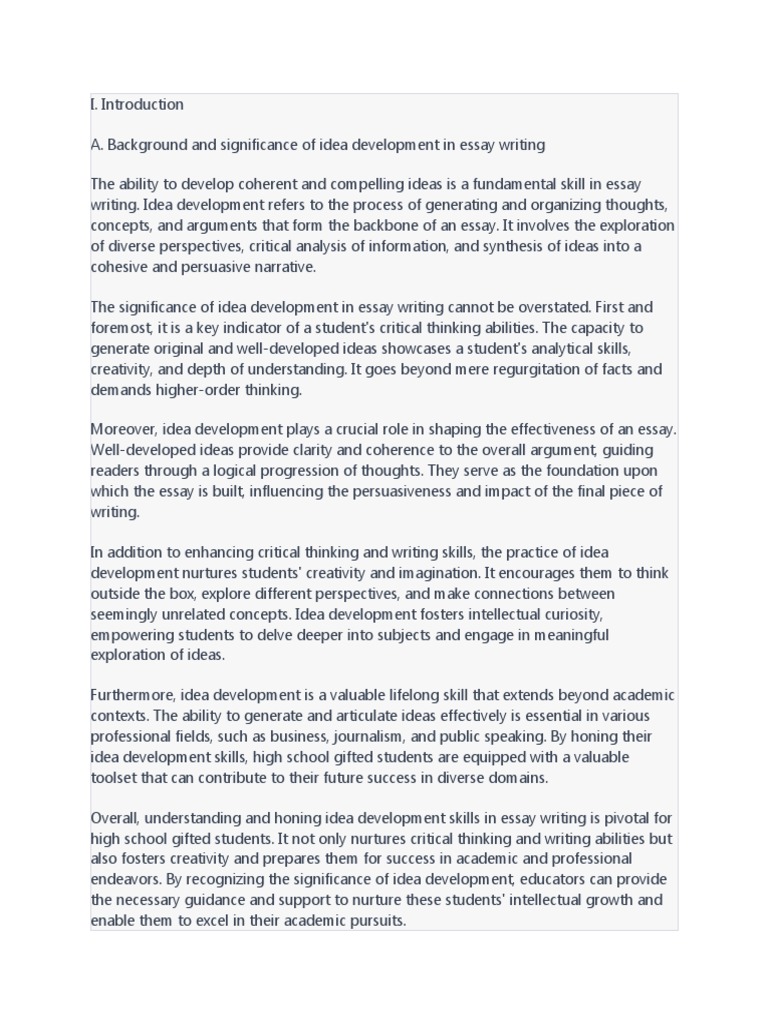 Detailed Outline For Writing Dessertation On Idea Development | PDF ...