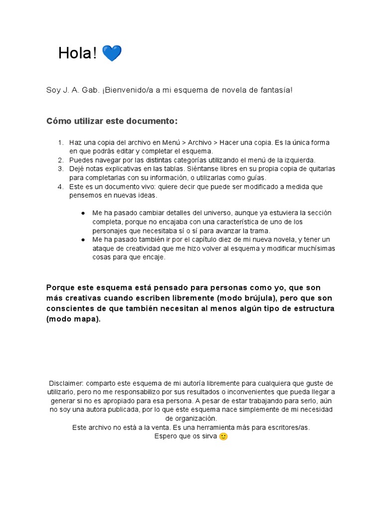 J.A. Gab - Esquema de Novela de Fantasía | PDF