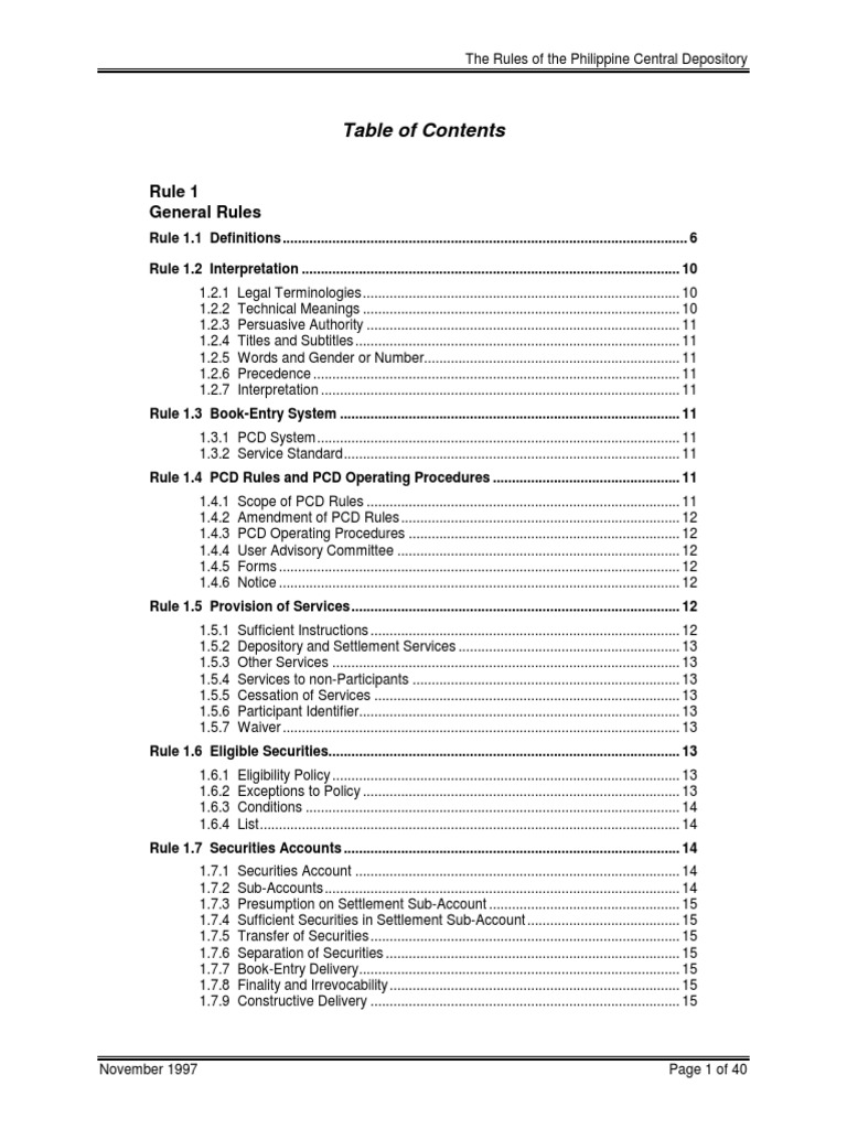 PDTC Depository Rules | PDF