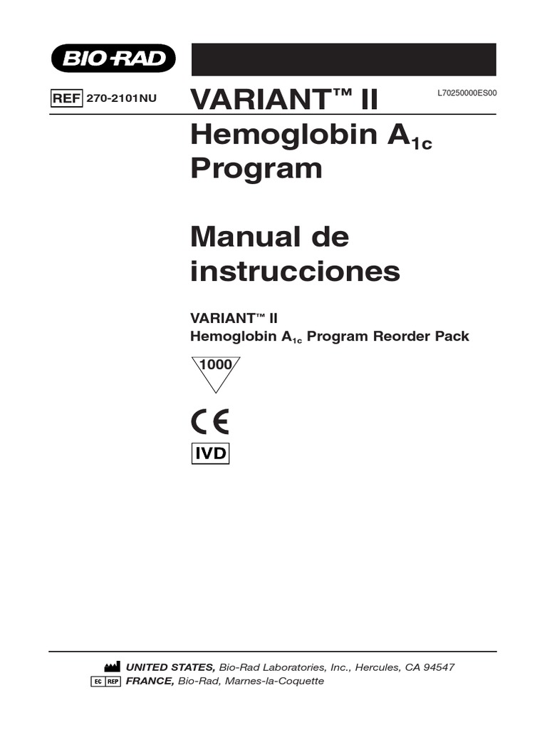Variant II Hemoglobin A Program Manual de Instrucciones | PDF ...