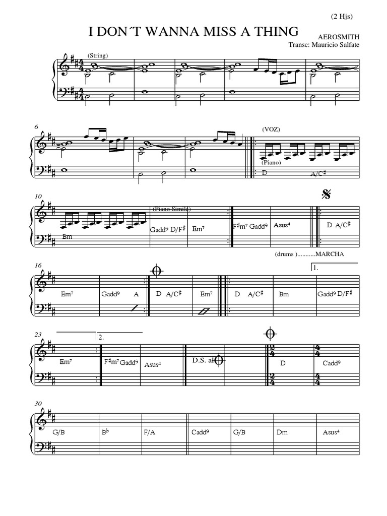 Aerosmith Piano Sheet Music | PDF