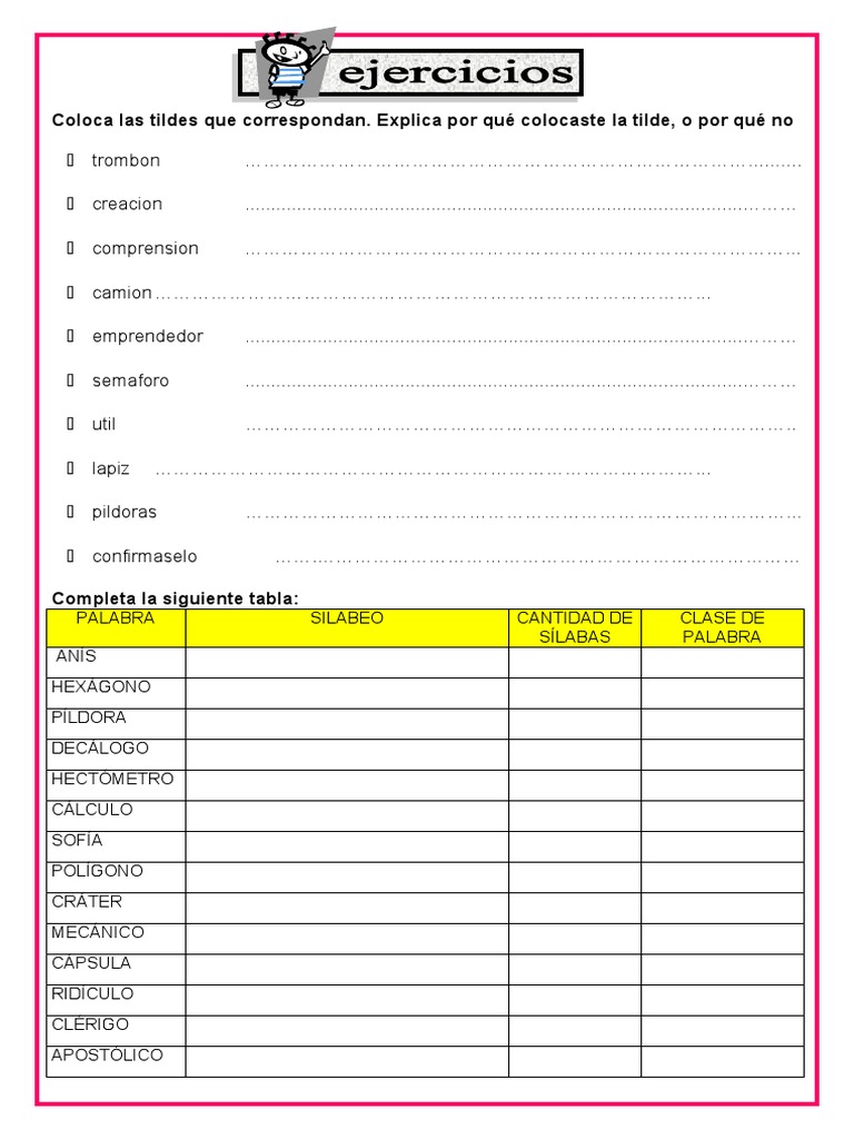 Práctica Reglas Generales de Acentuación | PDF