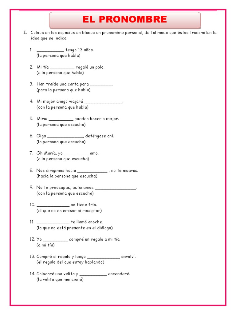 Práctica Pronombres | PDF