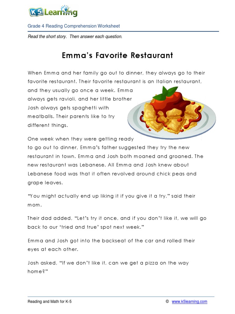 4th Grade 4 Reading Emmas Favorite | PDF